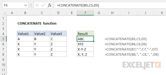 How to concatenate in Excel | Exceljet